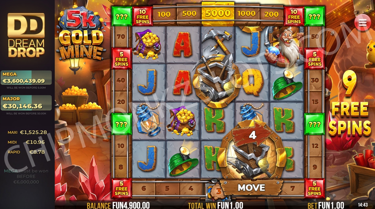 5k Gold Mine Dream Drop - 4ThePlayer - Chipmonkz Slots