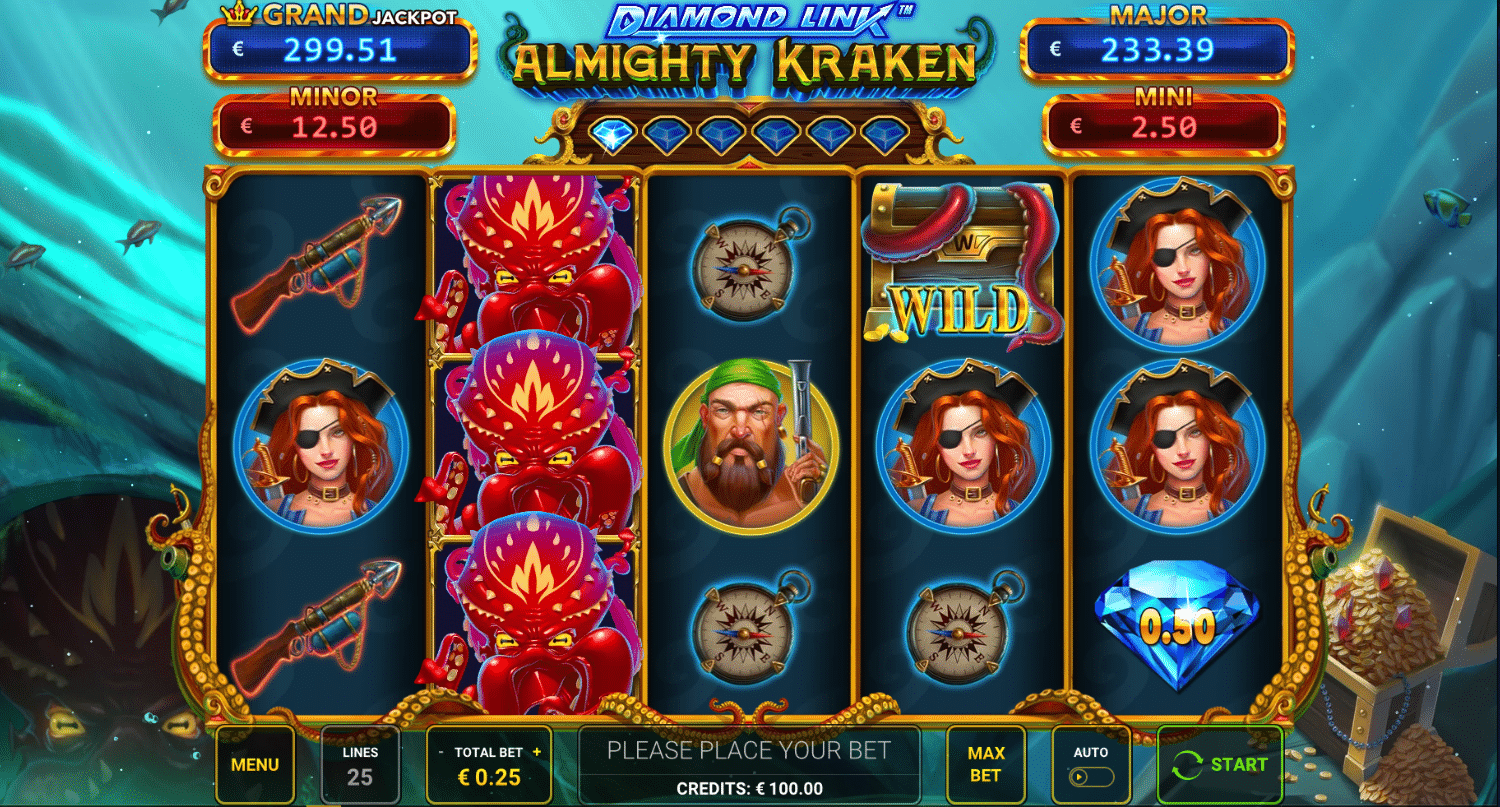 Diamond Link Almighty Kraken (Greentube) - Slot Review - Chipmonkz Slots