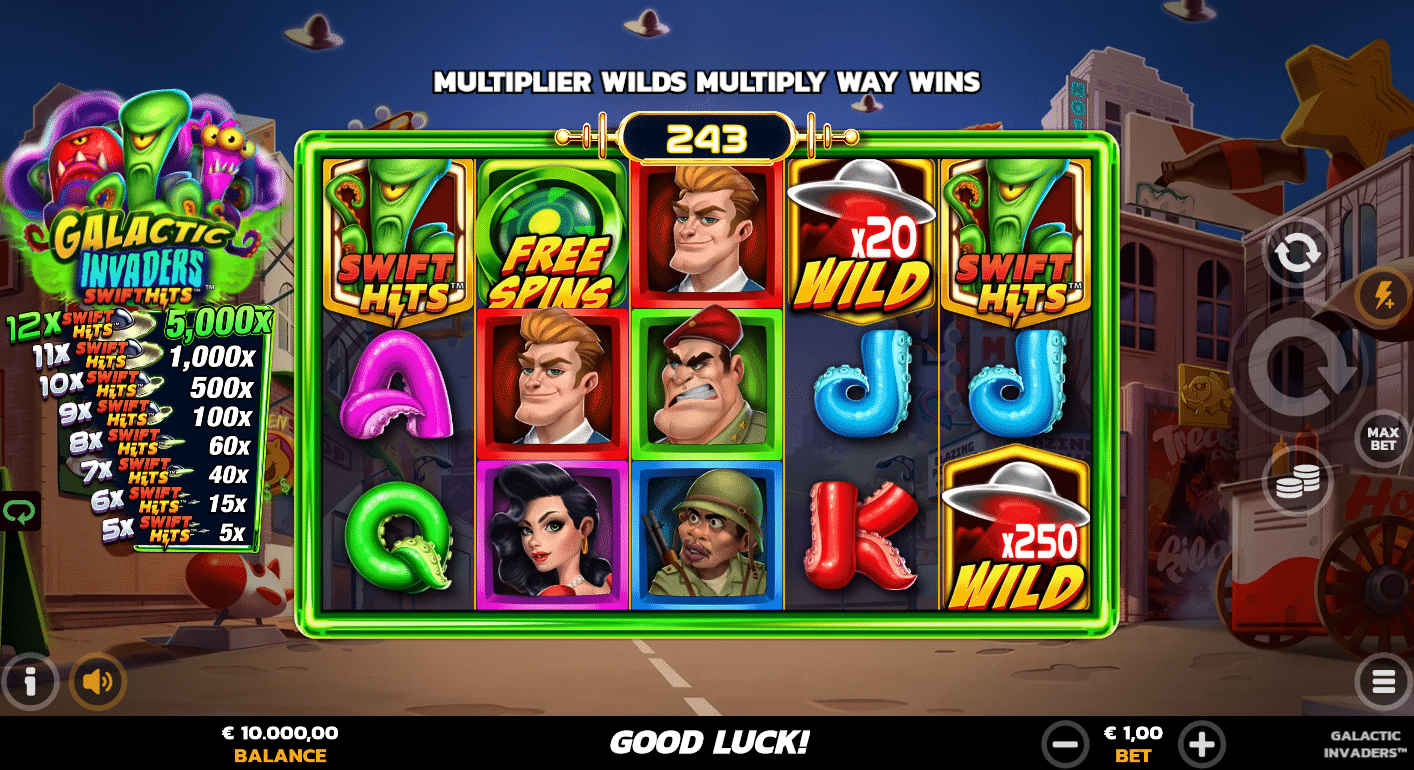 Galactic Invaders (PearFiction Studios) - Slot Review - Chipmonkz Slots